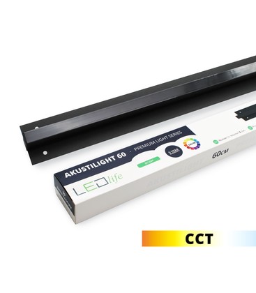 LED sort Troldtekt Skinne 60 cm, CCT - 30W, Akustilight, Planforsænket, 24V